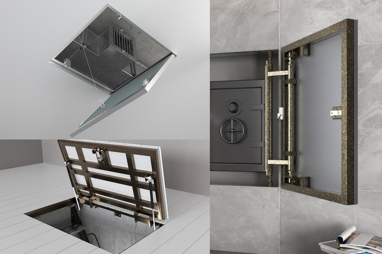 Hidden access doors and panels, floor hatch VHID in US